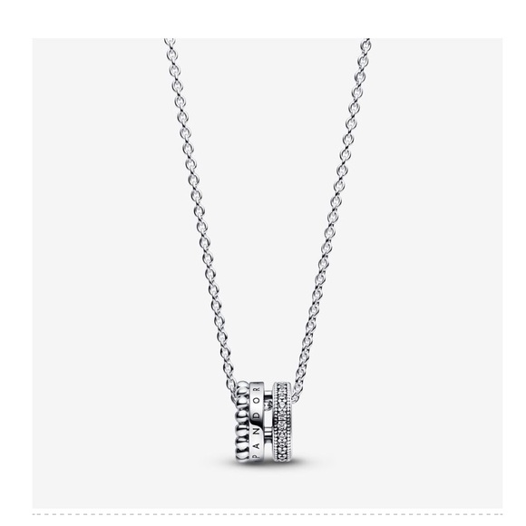 Pandora | Jewelry | Pandora Signature Logo Silver Pave And Beads ...